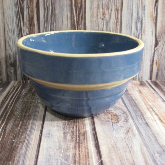 UNBRANDED | Dining | Vintage 5 Blue Ringed Exterior Stoneware Bowl Usa ...